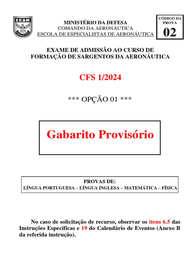 Prova Cfs 1 2024 Cod 02 | PDF Prova Cfs 1 2024 Cod 02 | PDF