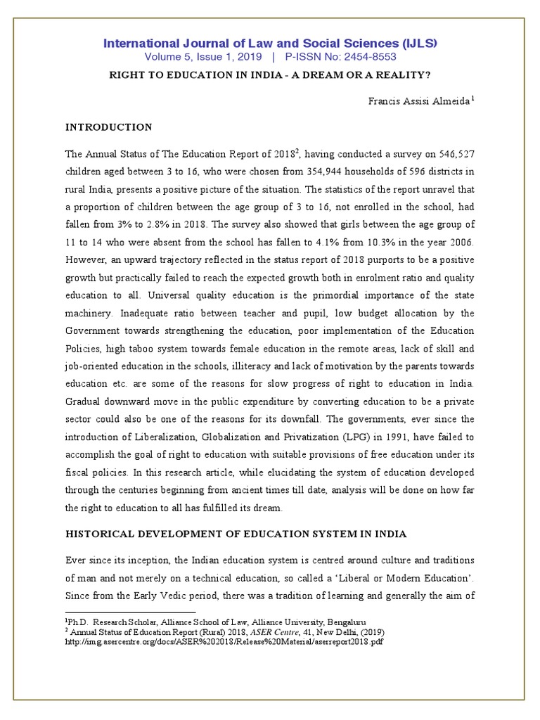 Right To Education in India | PDF