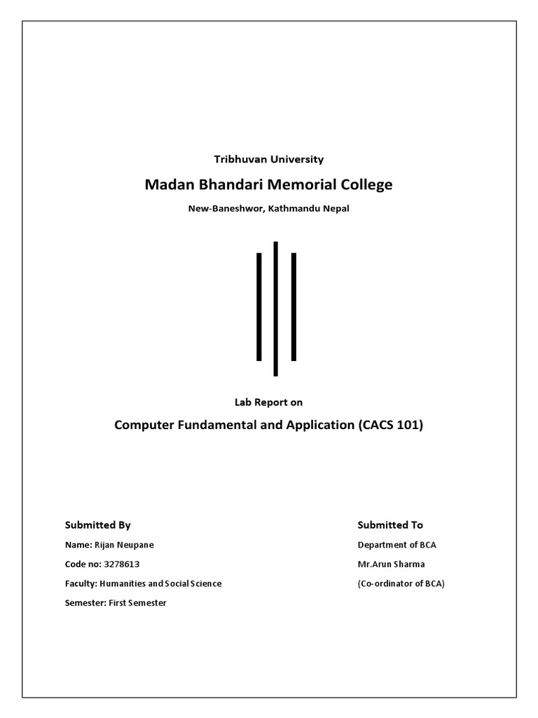 Computer Fundamentals Lab Report PDF | Download Free PDF | Microsoft Excel | Microsoft Word