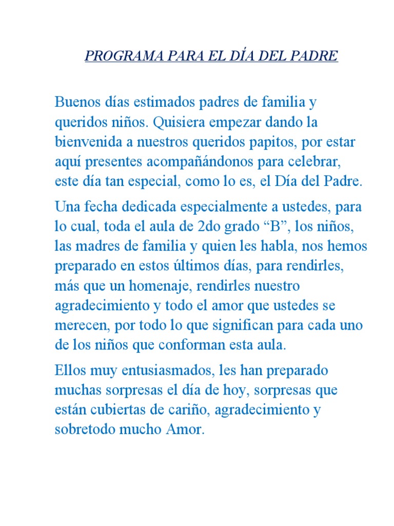Programa para El Día Del Padre | PDF