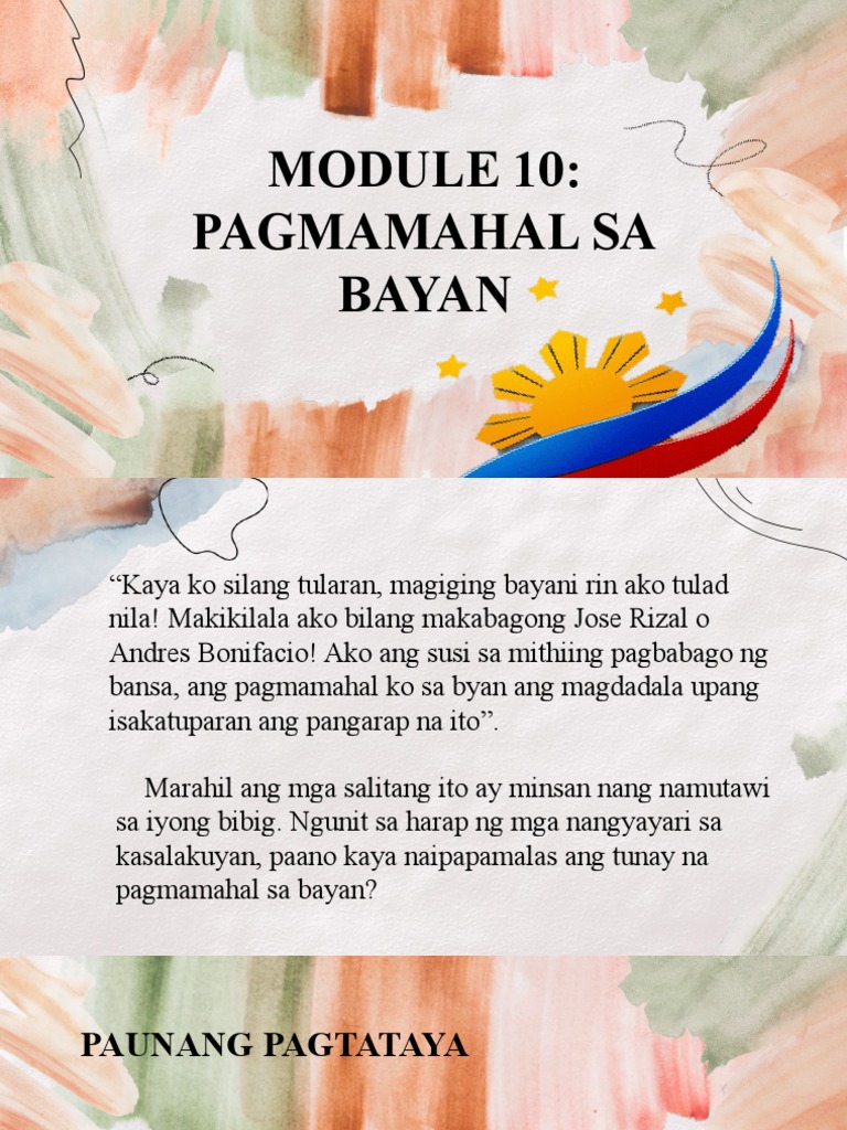 Module 10 Pagmamahal Sa Bayan (ESP Q3).Pptx | PDF