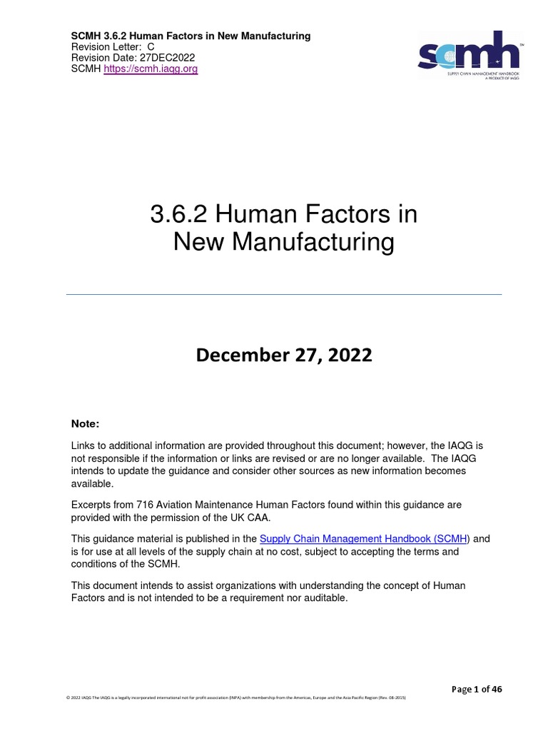 Human Factors in Aerospace Manufacturing | PDF | Shift Work | Human ...