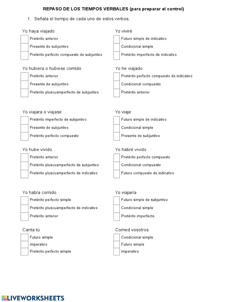 Repaso de Tiempos Verbales en Español | PDF | Unidades Semánticas ...