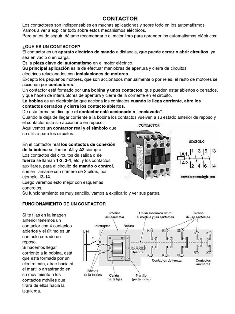 Funcionamiento y Aplicaciones del Contactor | PDF | Relé | Corriente ...