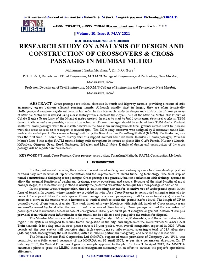SADIQ Paper | PDF | Tunnel | Rapid Transit