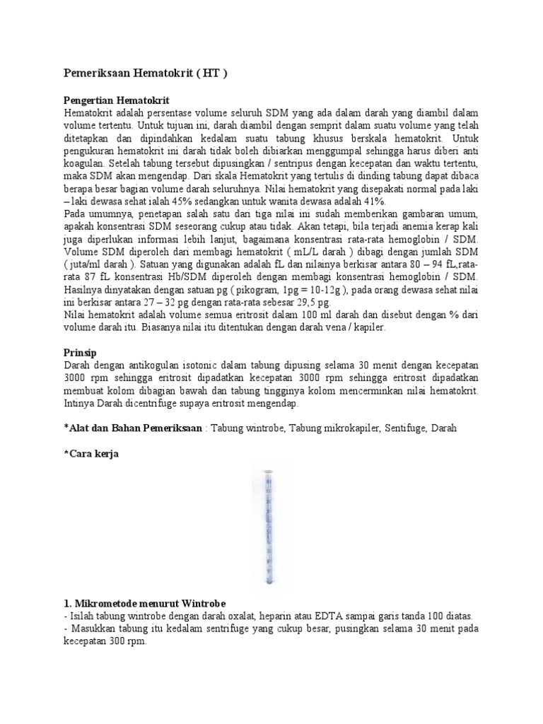Pemeriksaan Hematokrit | PDF Pemeriksaan Hematokrit | PDF