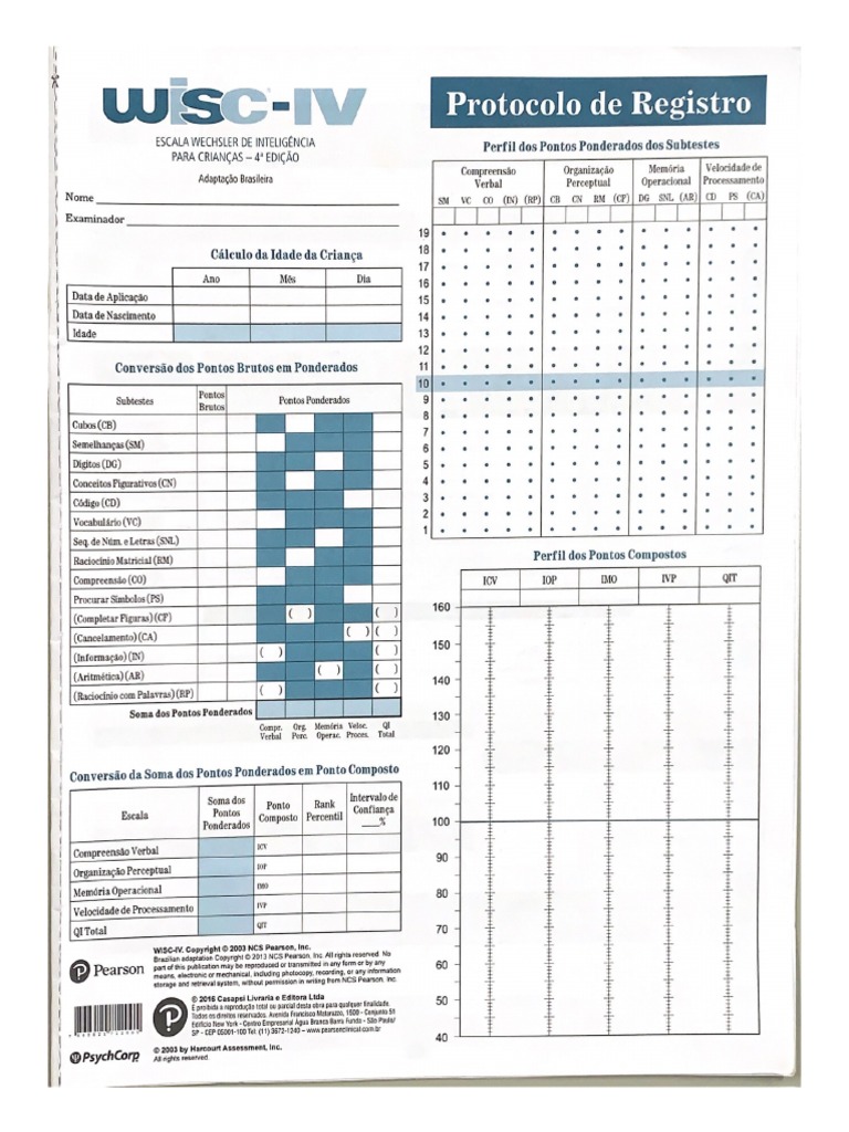 Escala Wechsler de Inteligência | PDF
