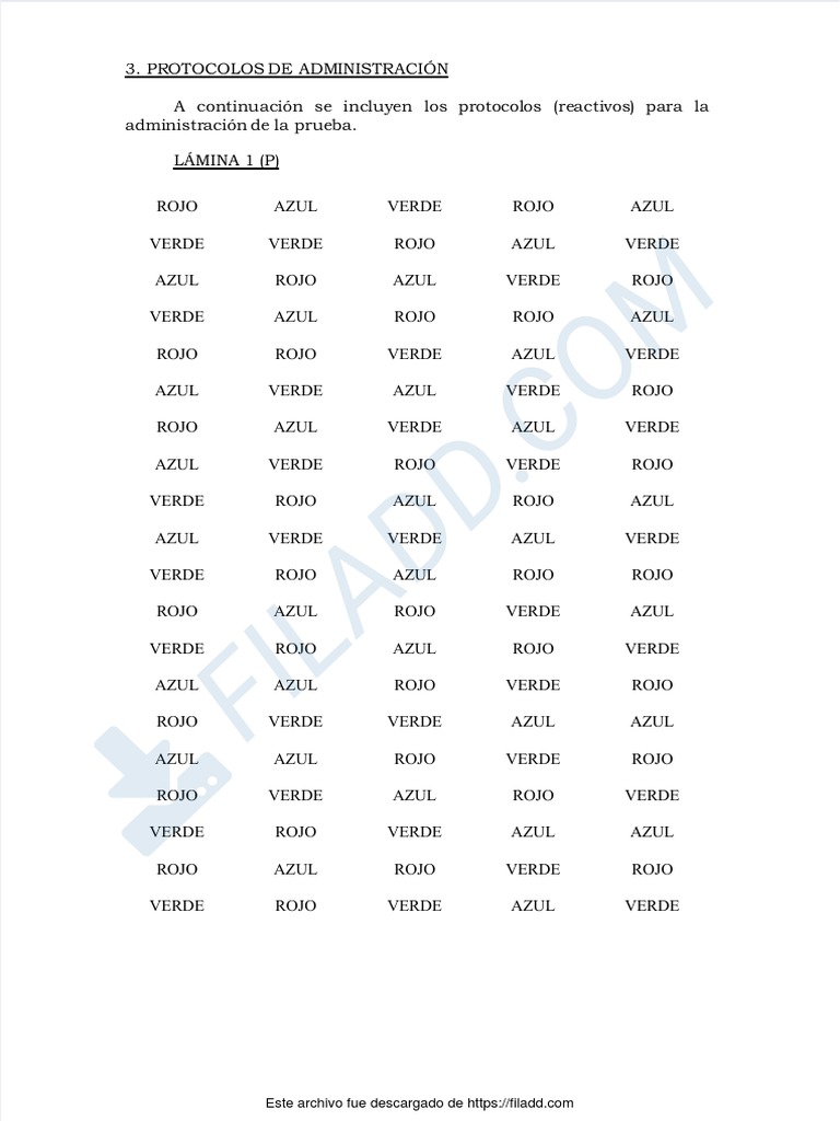 Laminas Stroop | PDF