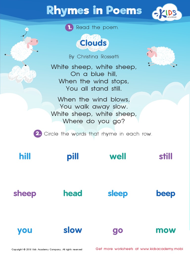 Grade 2 Rhymes in Poems Worksheet | PDF