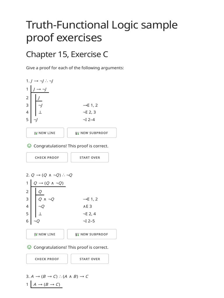 SOLUCIONES - Truth-Functional Logic Sample Proof Exercises | PDF | Logic | Mathematical Logic