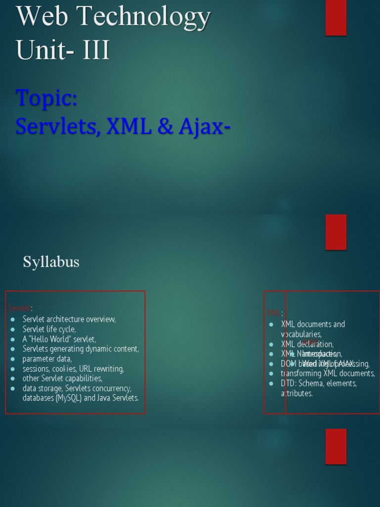 Opic: Servlets, XML & Ajax | PDF | Ajax (Programming) | Xml