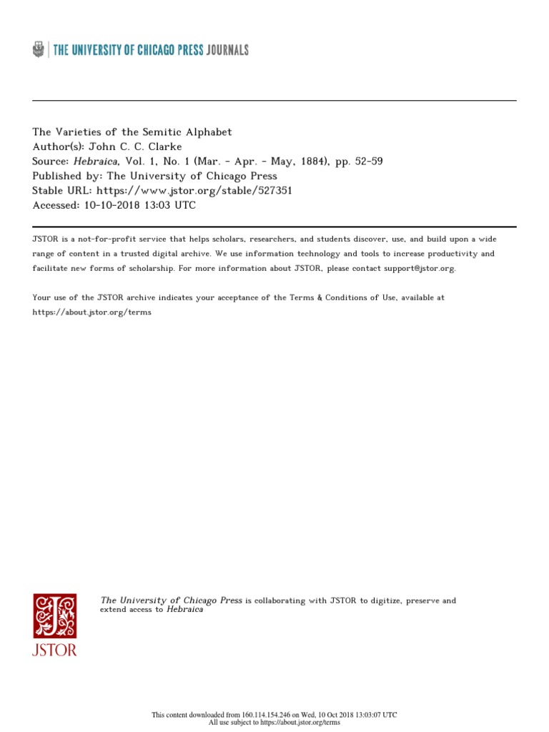 The Varieties of the Semitic Alphabet | PDF | Phoenicia | Alphabet