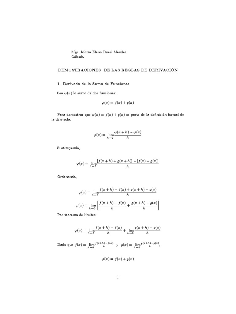 Demostraciones Derivadas 1 | PDF | Derivado | Matemáticas