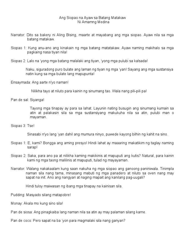 Ang Siopao Na Ayaw Sa Batang Matakaw | PDF