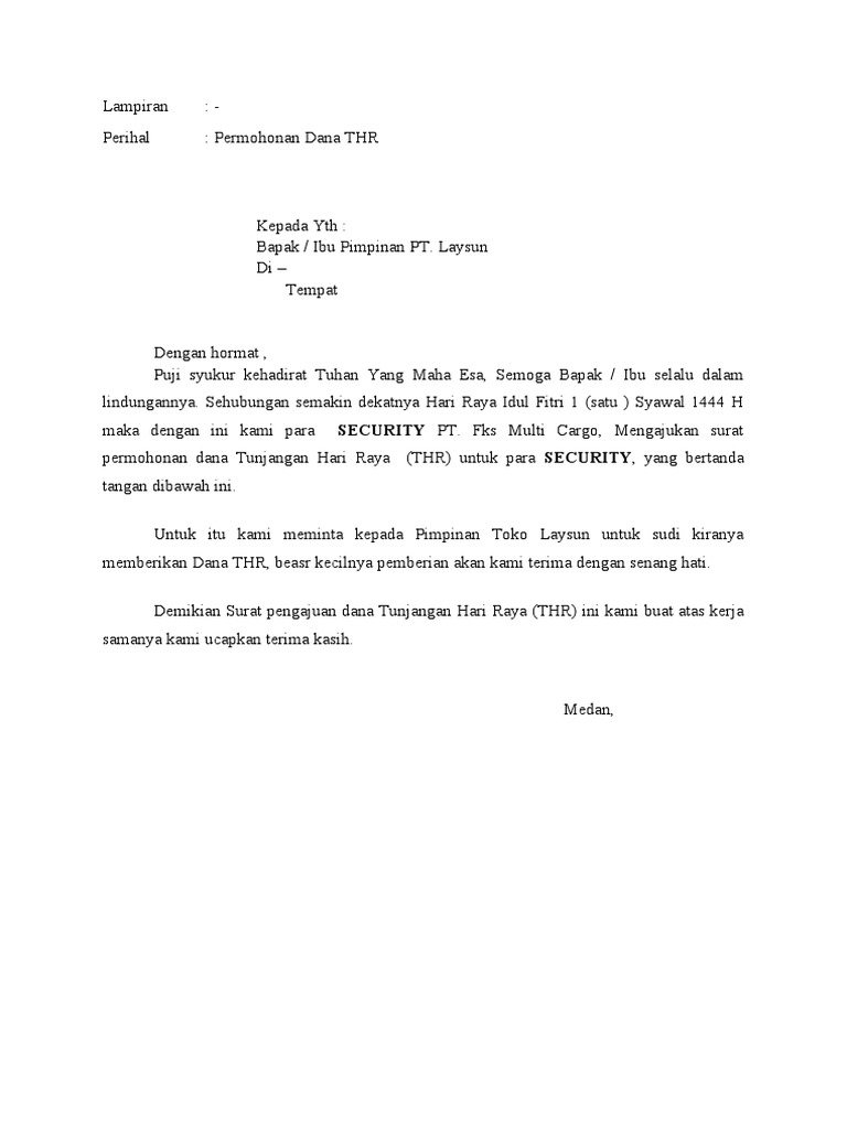Permohonan Thr | PDF