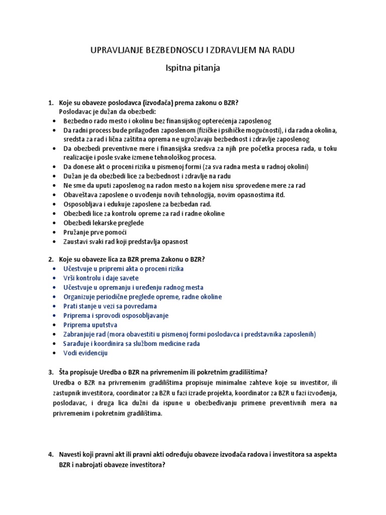 Ispit BZR Odgovori | PDF
