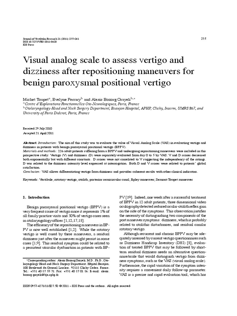 2011-Visual Analog Scale To Assess Vertigo and Dizziness After ...