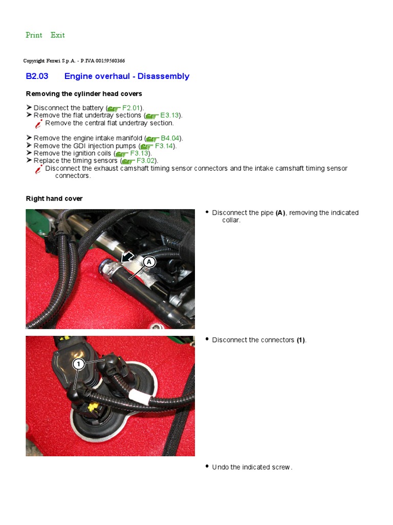 B.2.03 Engine Overhaul - Disassembly | PDF | Screw | Vehicles