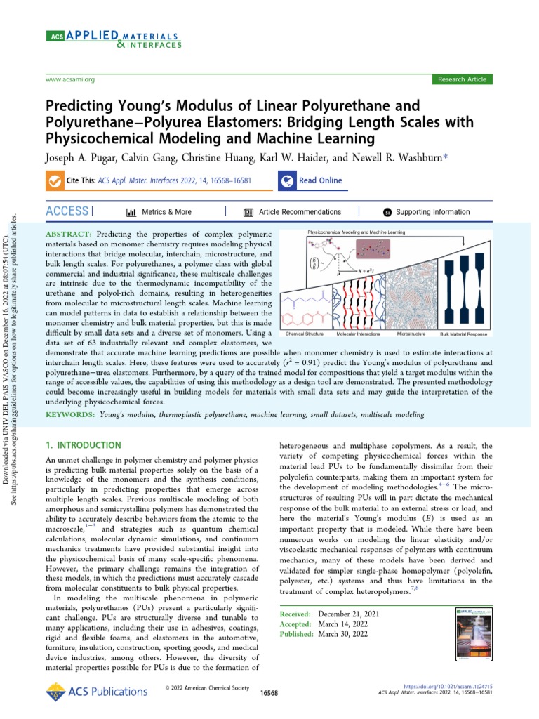 Predicting Young's Modulus of Linear Polyurethane and Polyurethane ...