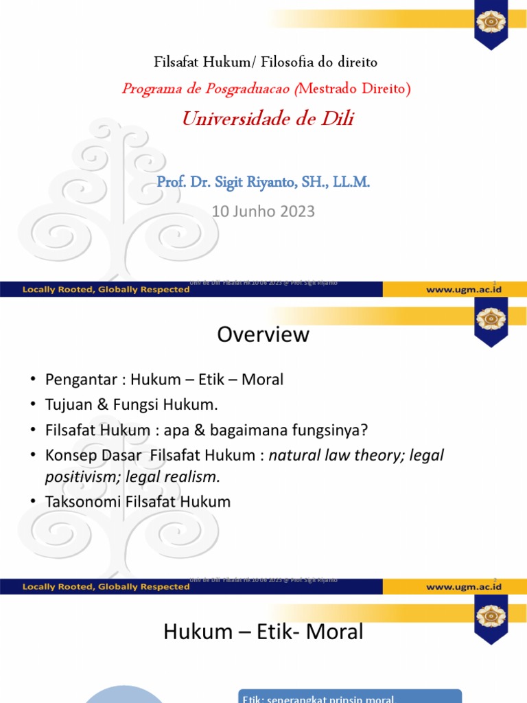 Universidade de Dili Filsafat Hukum by Prof DR Sigit Riyanto LLM 10 06 2023 | PDF | Ilmu Sosial