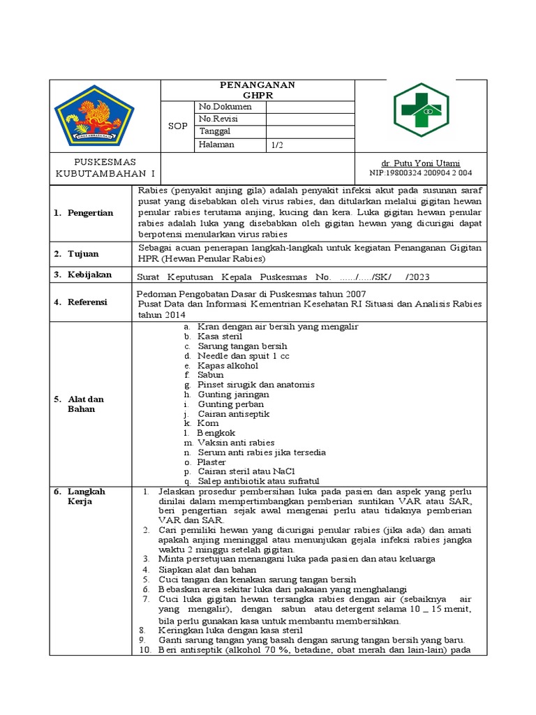 SOP Rabies DBD 2023 | PDF