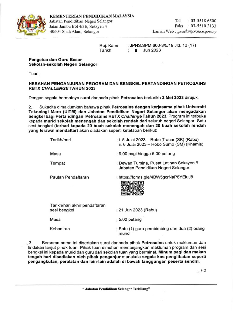 17_HEBAHAN_PROGRAM_DAN_BENGKEL_PERTANDINGAN_PETROSAINS_RBTX_CHALLENGE | PDF