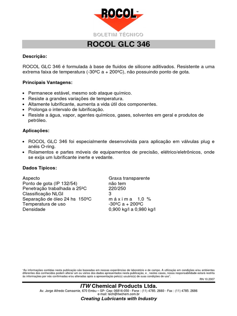 Graxa Rocol - GLC 346 | PDF | Química Física | Materiais
