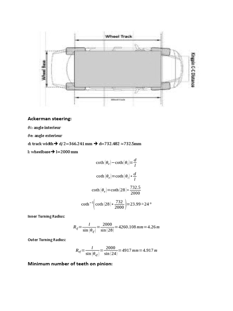 Ackerman Steering Calculations | PDF | Steering | Classical Mechanics