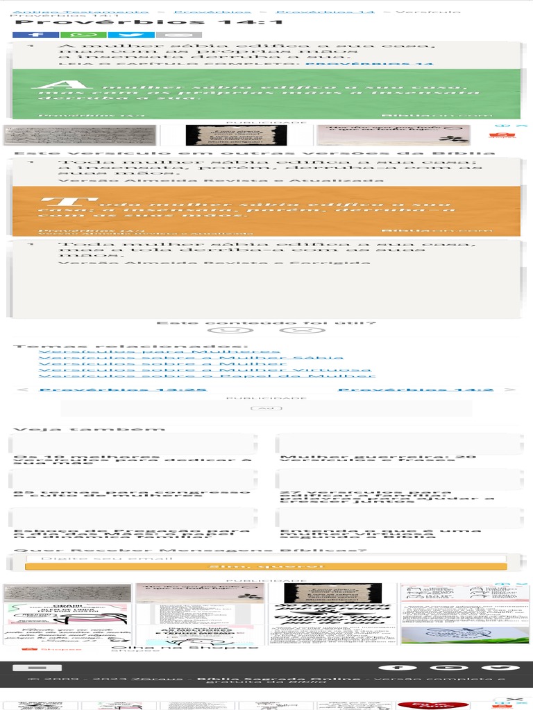 Provérbios 141 (A Mulher Sábia Edifica A Sua Casa) - Bíblia | PDF