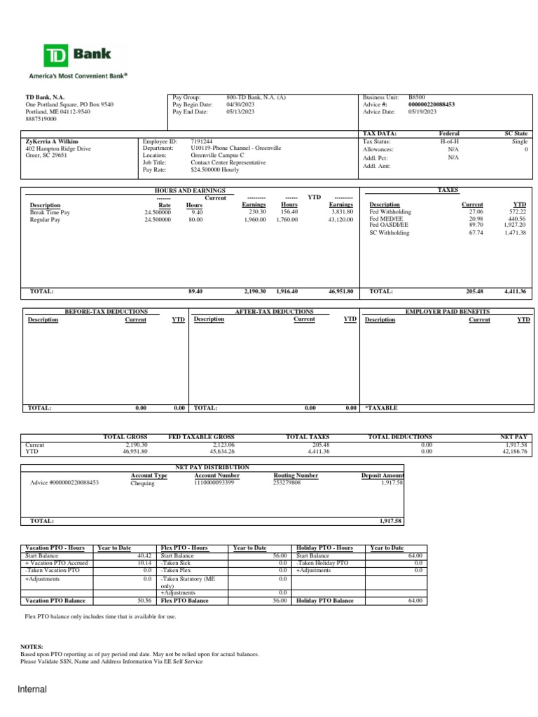 Paystub 1 | PDF | Money | Business