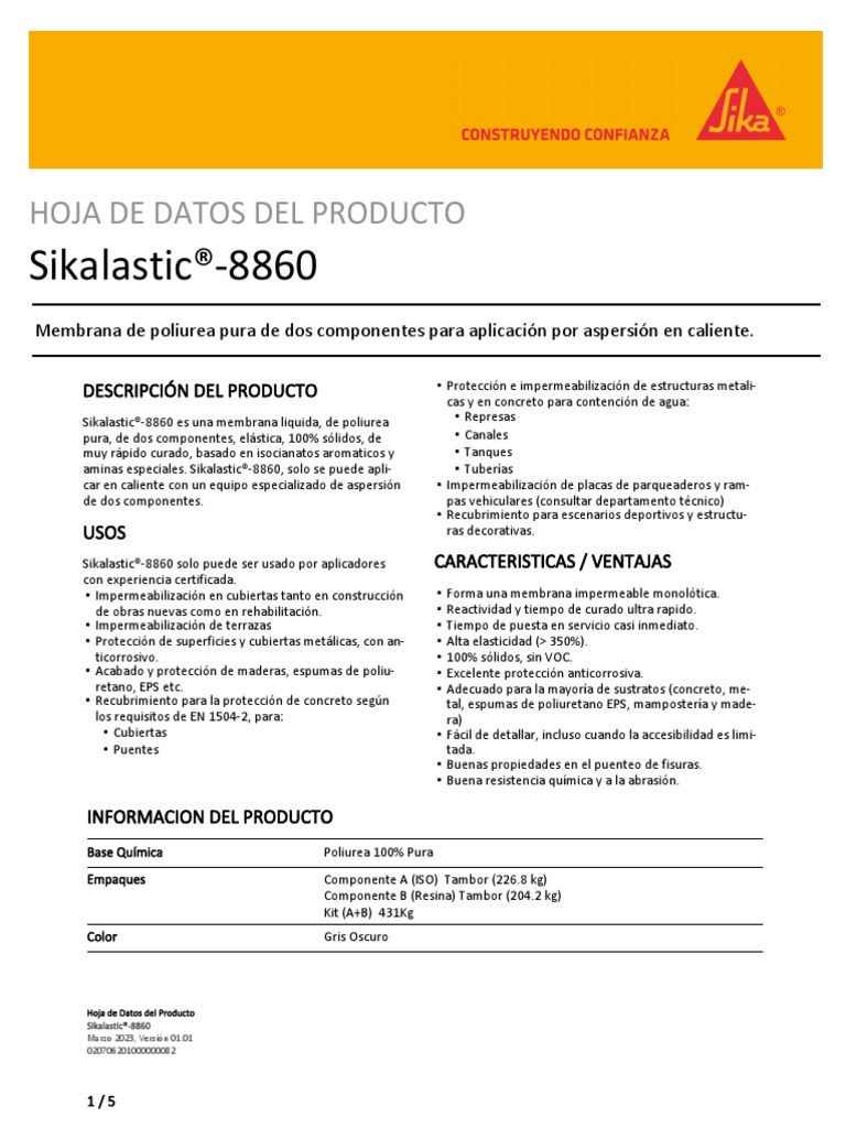 Sikalastic 8860 | PDF | Hormigón | Poliuretano