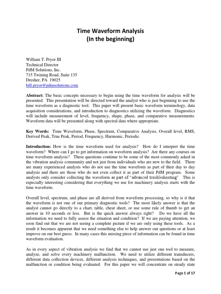 Time Waveform Analysis | PDF | Amplitude | Root Mean Square