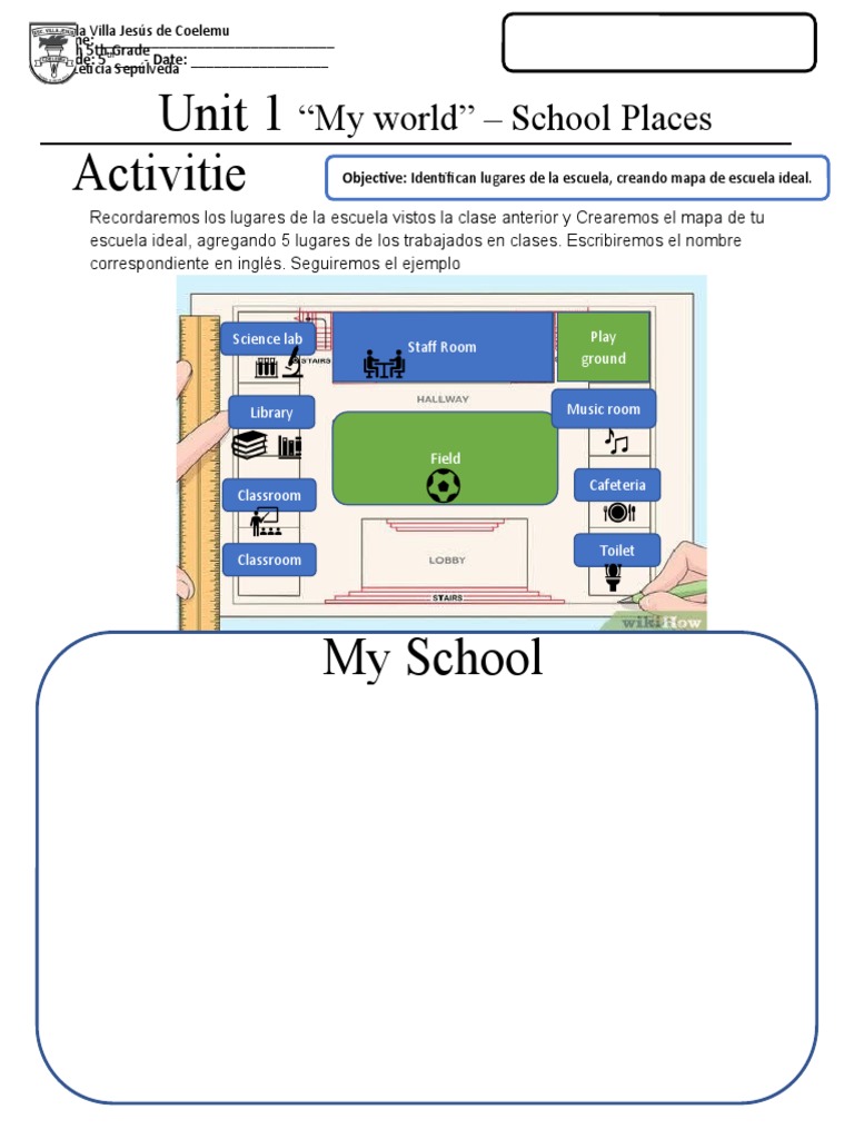 Mapa de lugares escolares en inglés | PDF