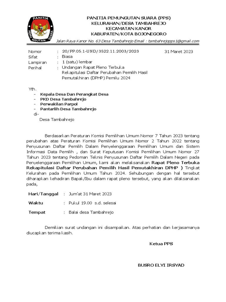 Undangan PLENO DPHP | PDF