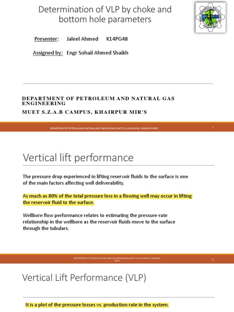 Determination of VLP by Choke and Bottom Hole Parameters | PDF ...