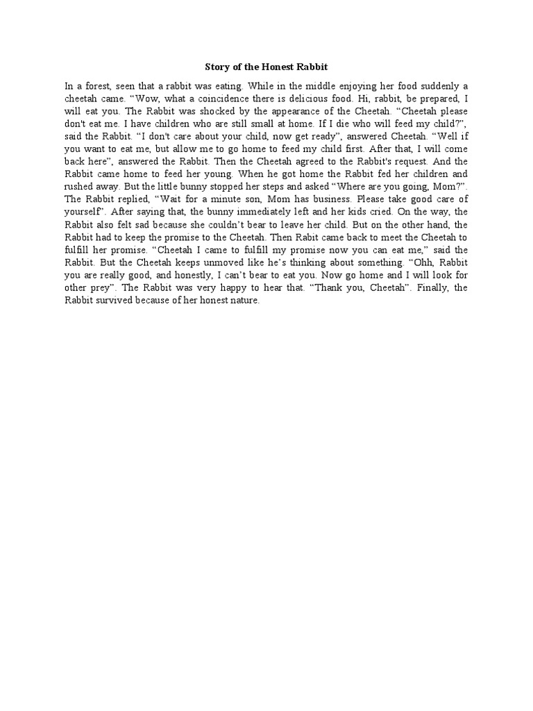 Story of the Honest Rabbit | PDF