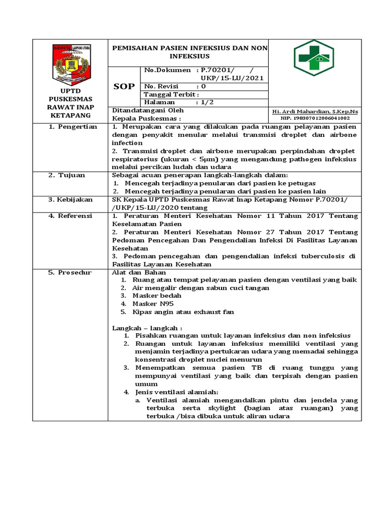 Sop Pemisahan Pasien | PDF