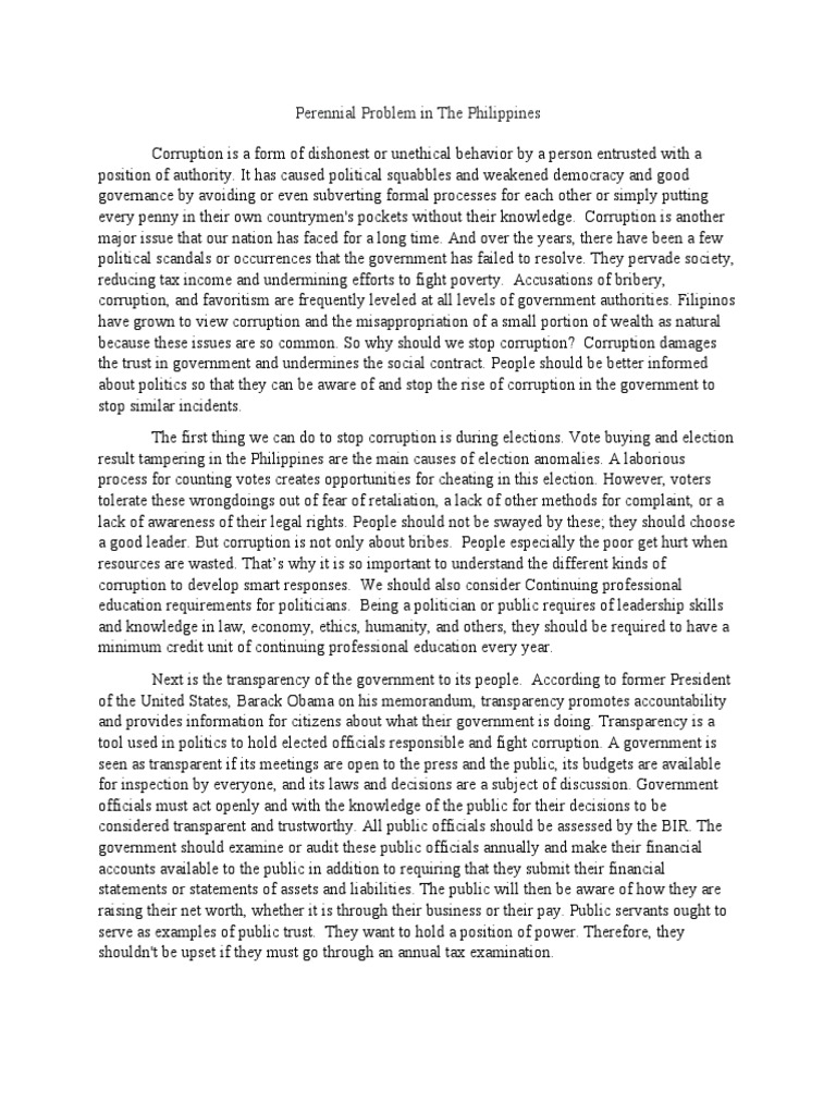 Argumentative Essay | PDF | Political Corruption | Transparency (Behavior)