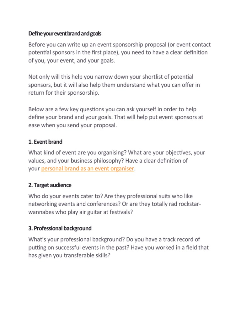 Event Sponsorship Proposal | PDF | Sponsor (Commercial) | Target Audience