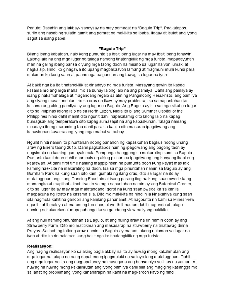 Baguio Trip | PDF