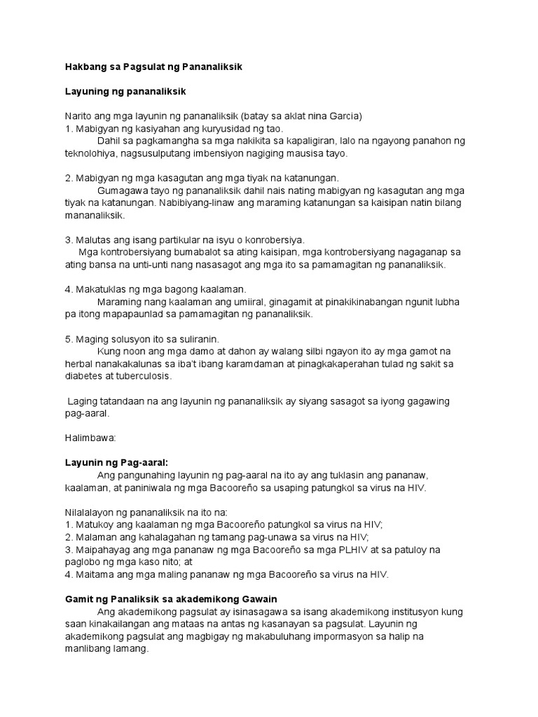 Hakbang Sa Pagsulat NG Pananaliksik | PDF
