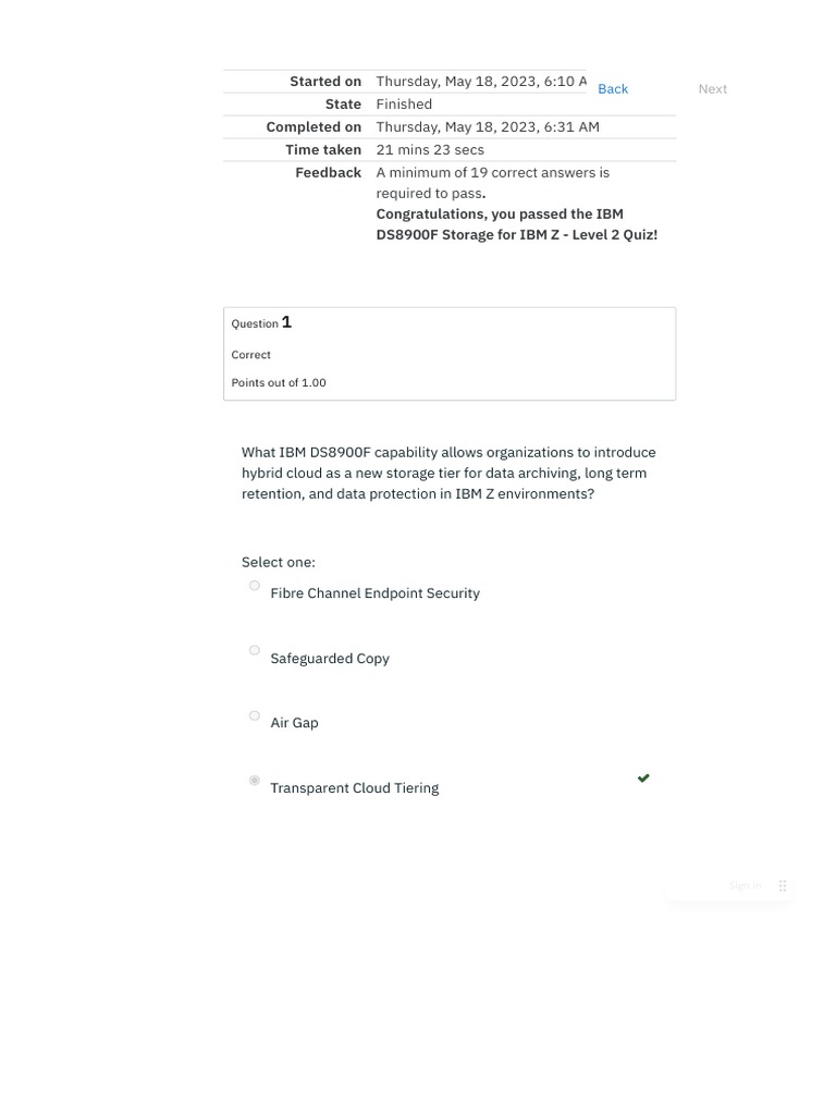 IBM DS8900F Enterprise Disk Storage Level 2 Quiz - TOS Attempt | Download Free PDF | Cloud ...