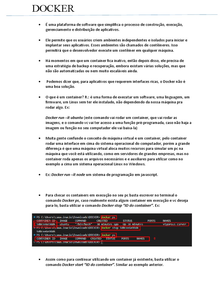 DOCKER | PDF | Sistema operacional | Máquina virtual