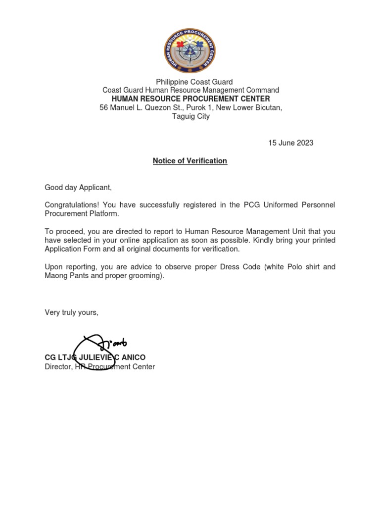 Verification Template For Officer | PDF