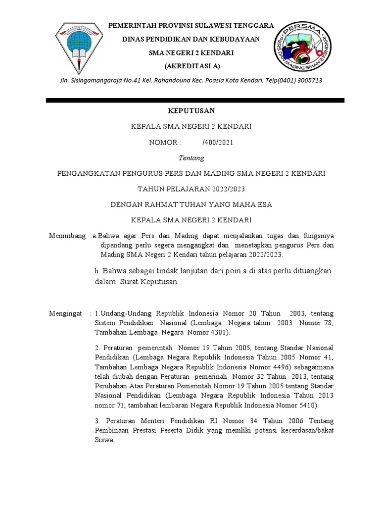 SK PERS DAN MADING Original Salinan | PDF