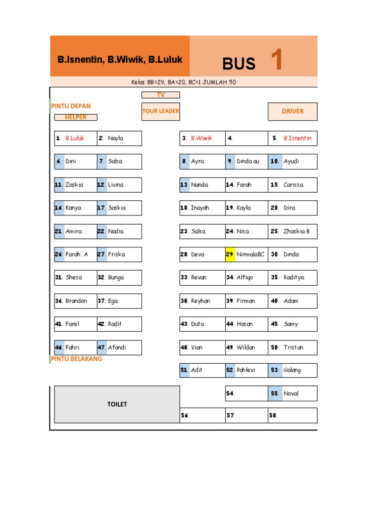 Denah Bus Revisi 3 | PDF
