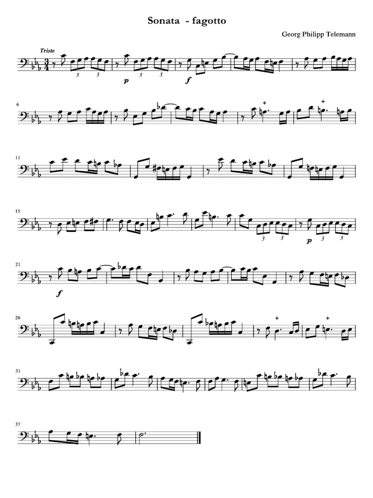 Telemann - Sonata F Minor - Fagotto 1er MVT | PDF
