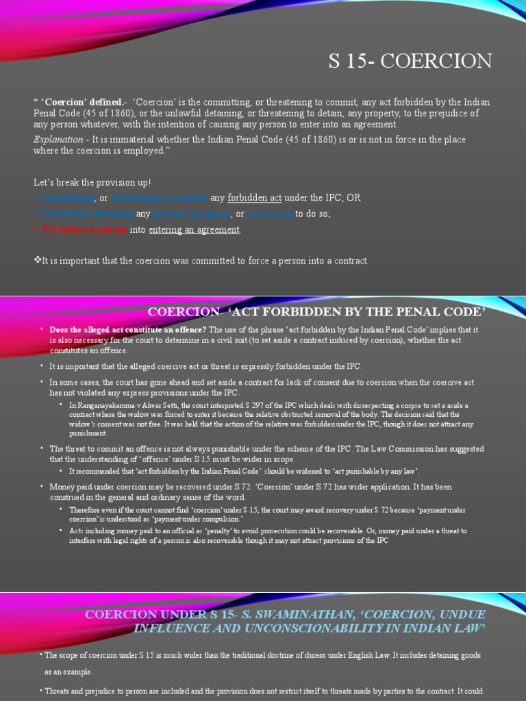 Law of Contract I - Coercion & Undue Influence-2 | PDF | Common Law ...