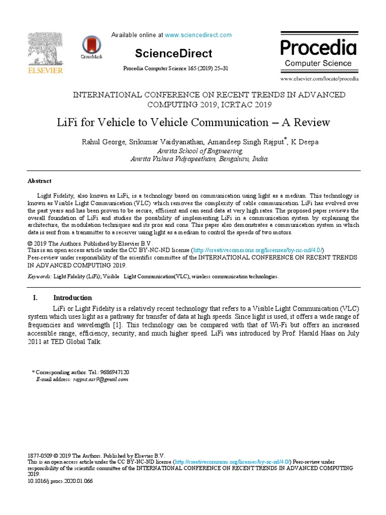 LiFi Technology for Vehicle Communication | PDF
