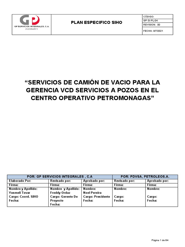 Plan Siho Acarreogp | Descargar gratis PDF | Seguridad y salud ...